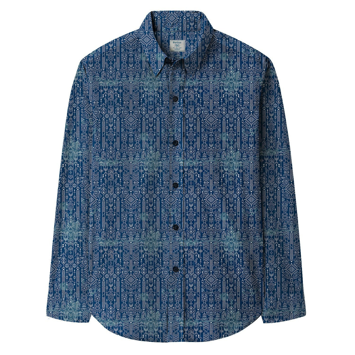 Three-dimensional Geometric Pattern Print Long Sleeve Shirt - Bonlax