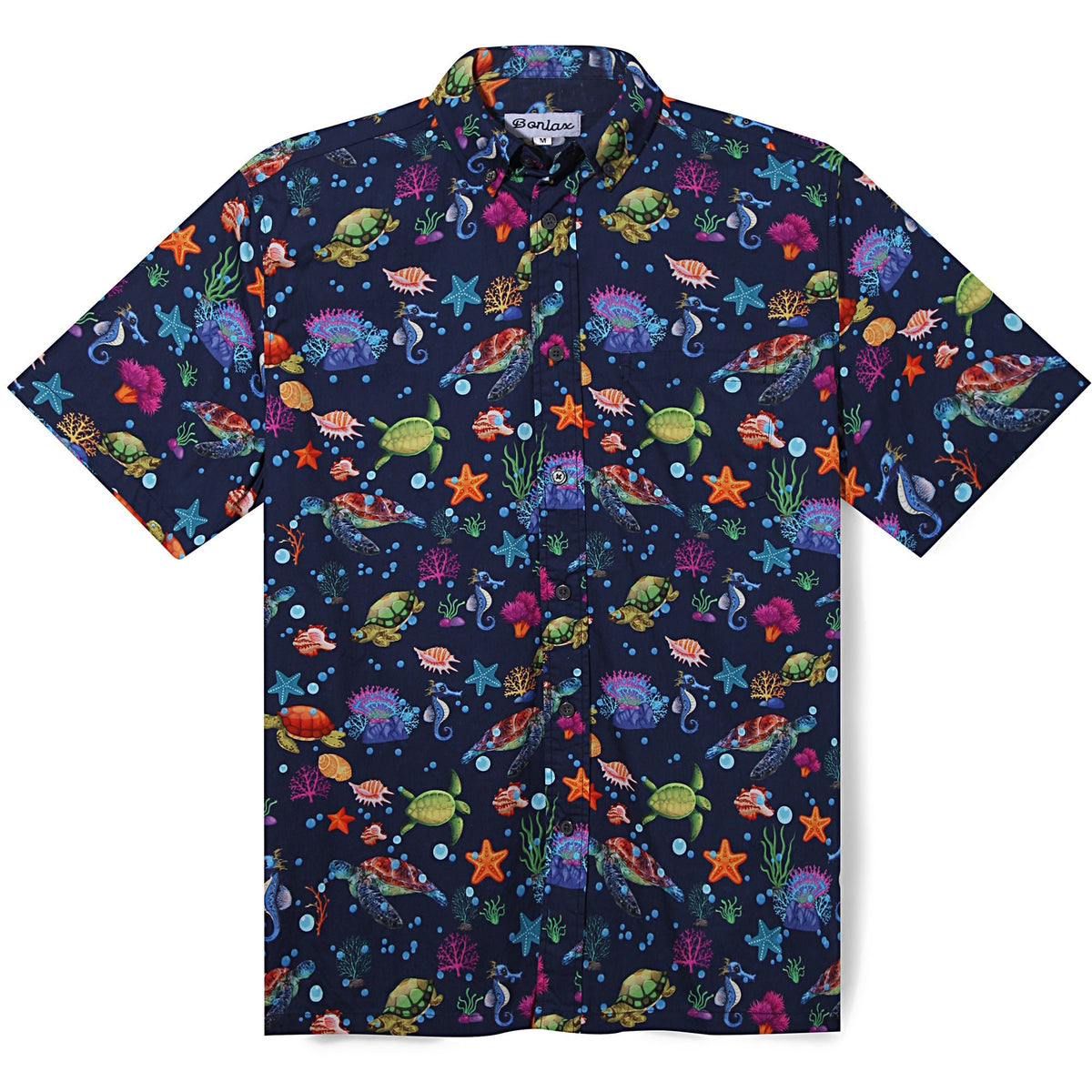 Men's Turtle Shell Print Shirt | Geometric Ocean Beach Wear | Bonlax